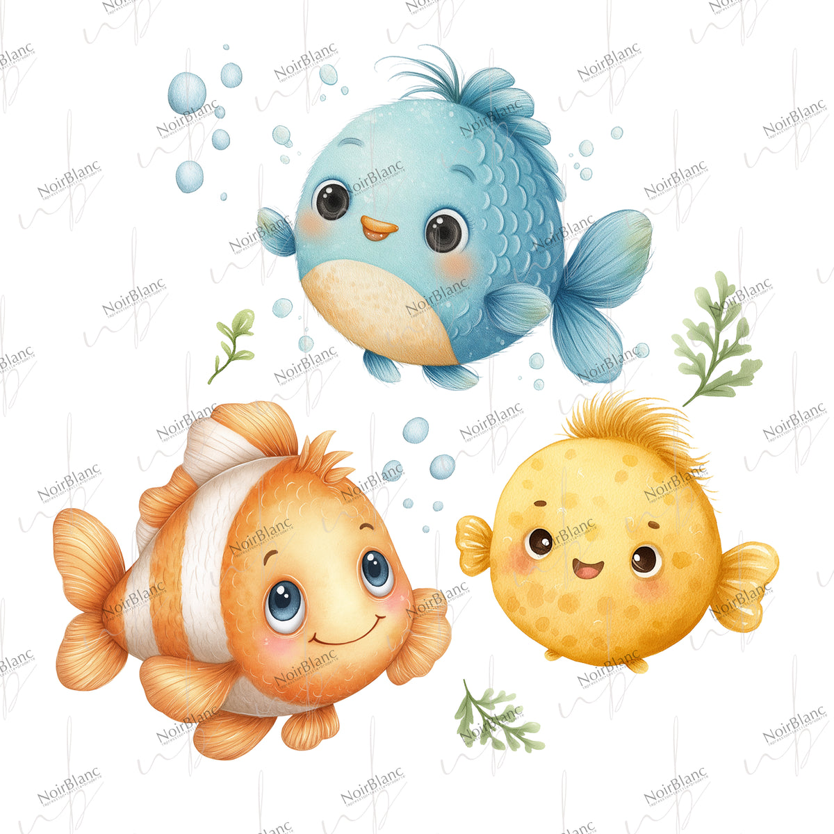 Impression DTF - Mignons poissons tropicaux – NoirBlanc.ca